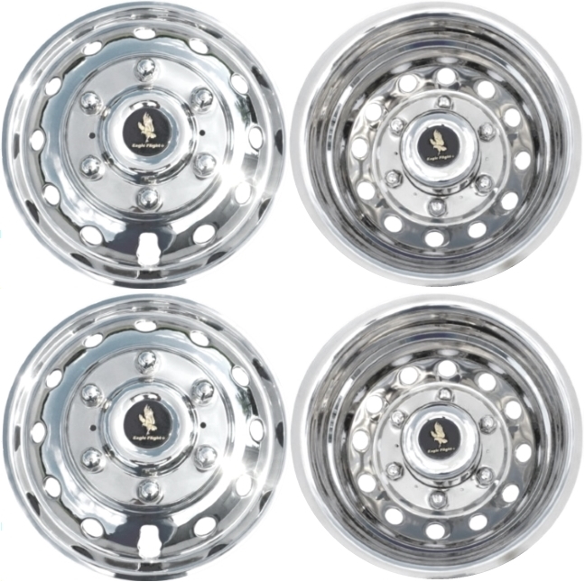 JDFT166 Ford Transit 350HD DRW Bolt On Stainless Steel 16 Inch Hubcaps ...