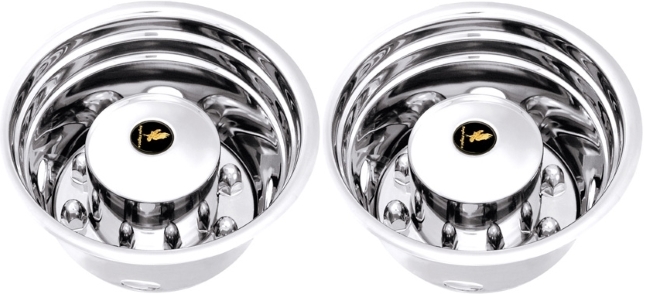 JDTU176810T Stainless Steel 17.5 Inch Dually Trailer Hubcaps Set